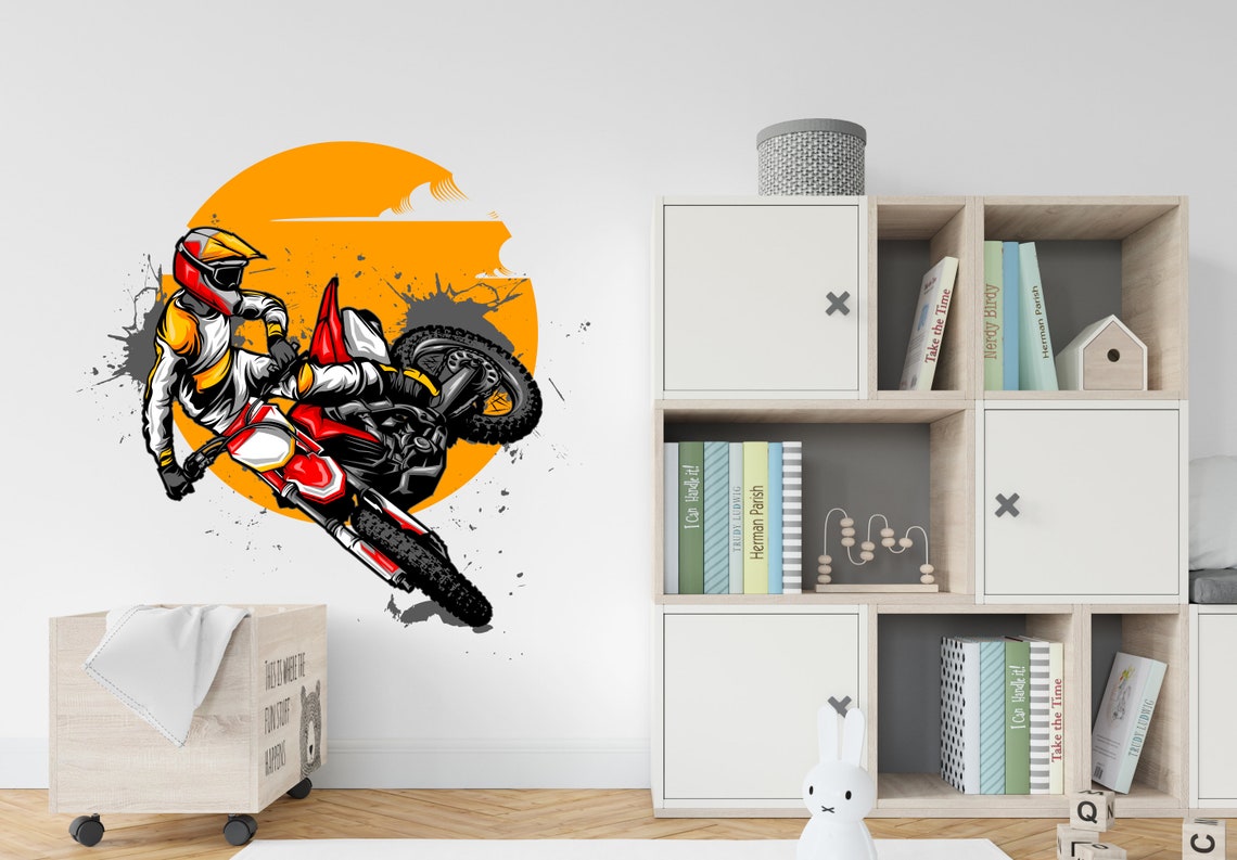 Motocross Wall Decal Motorcycle Wall Sticker Chopper Bike Wall - Etsy