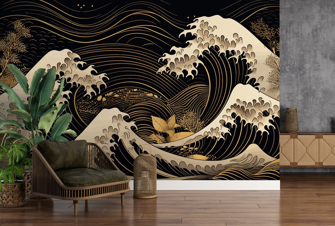 Japanese Nature Wallpaper Japanese Wave Wall Graphics Peel and Stick ...