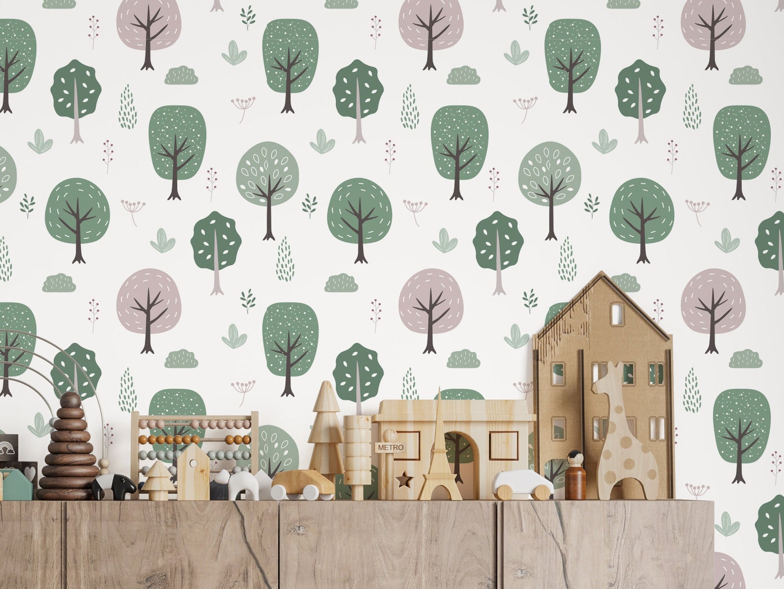 Forest Trees Peel and Stick Wallpaper Woods Wallpaper Self - Etsy