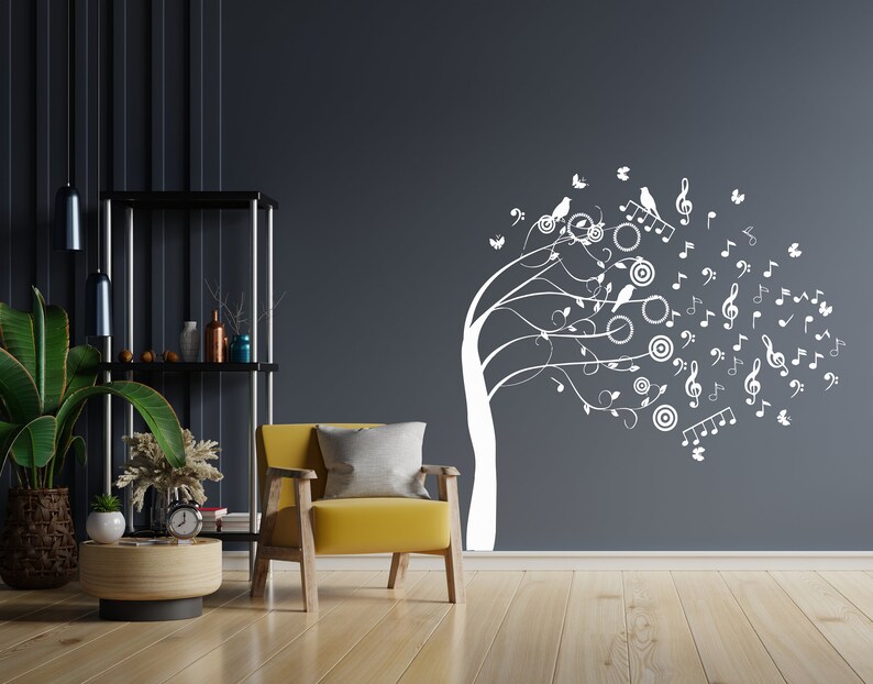 Music Notes Tree Wall Decal Music Wall Decor Music Instrument - Etsy