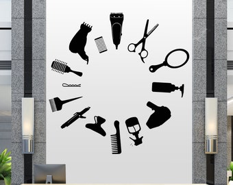 Hair Salon Decal Hair Tools Wall Sticker Hair Stylist Scissors | Etsy