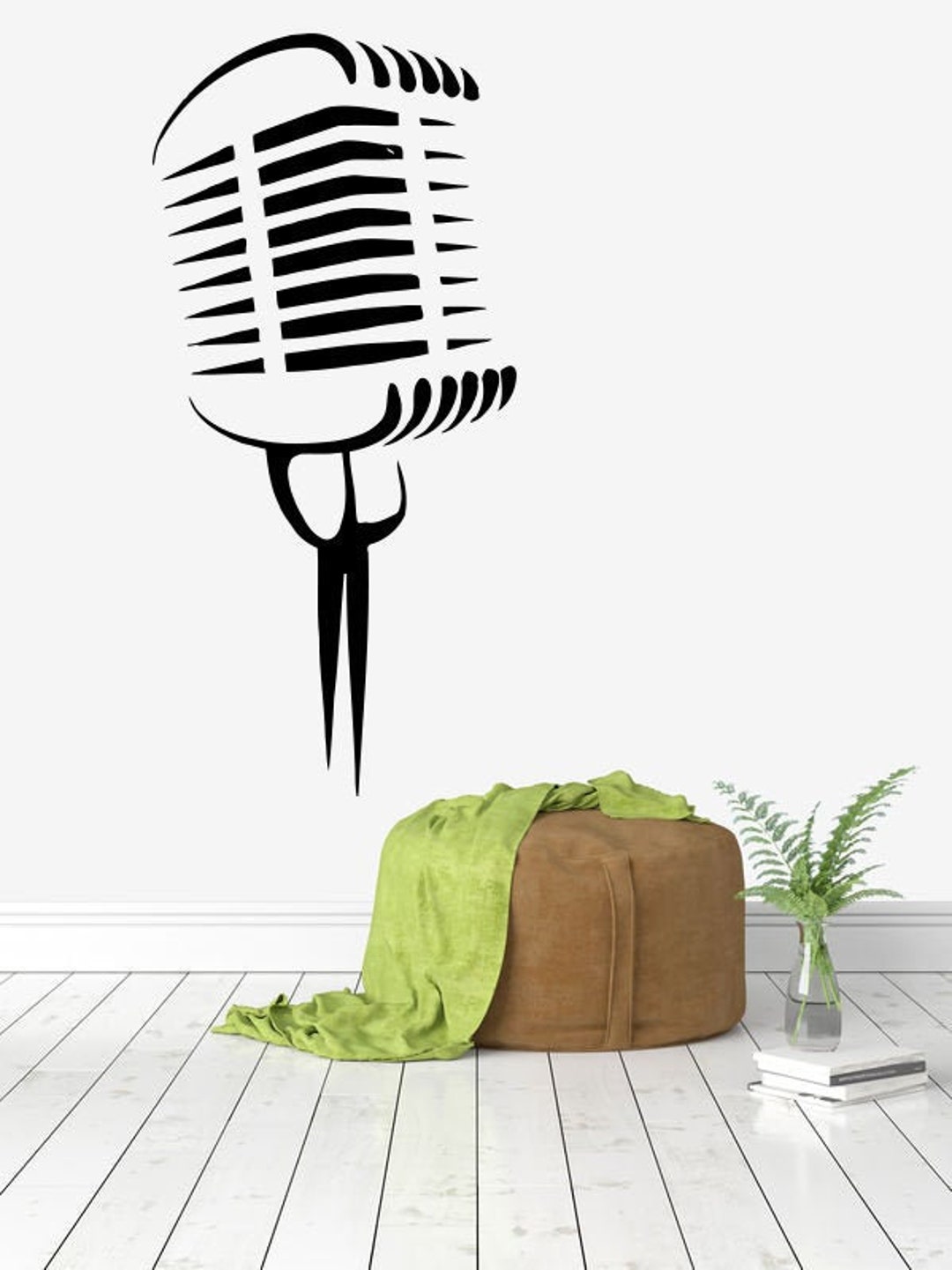Microphone Wall Decal Music Wall Decor Music Instrument Wall Decal 325t ...