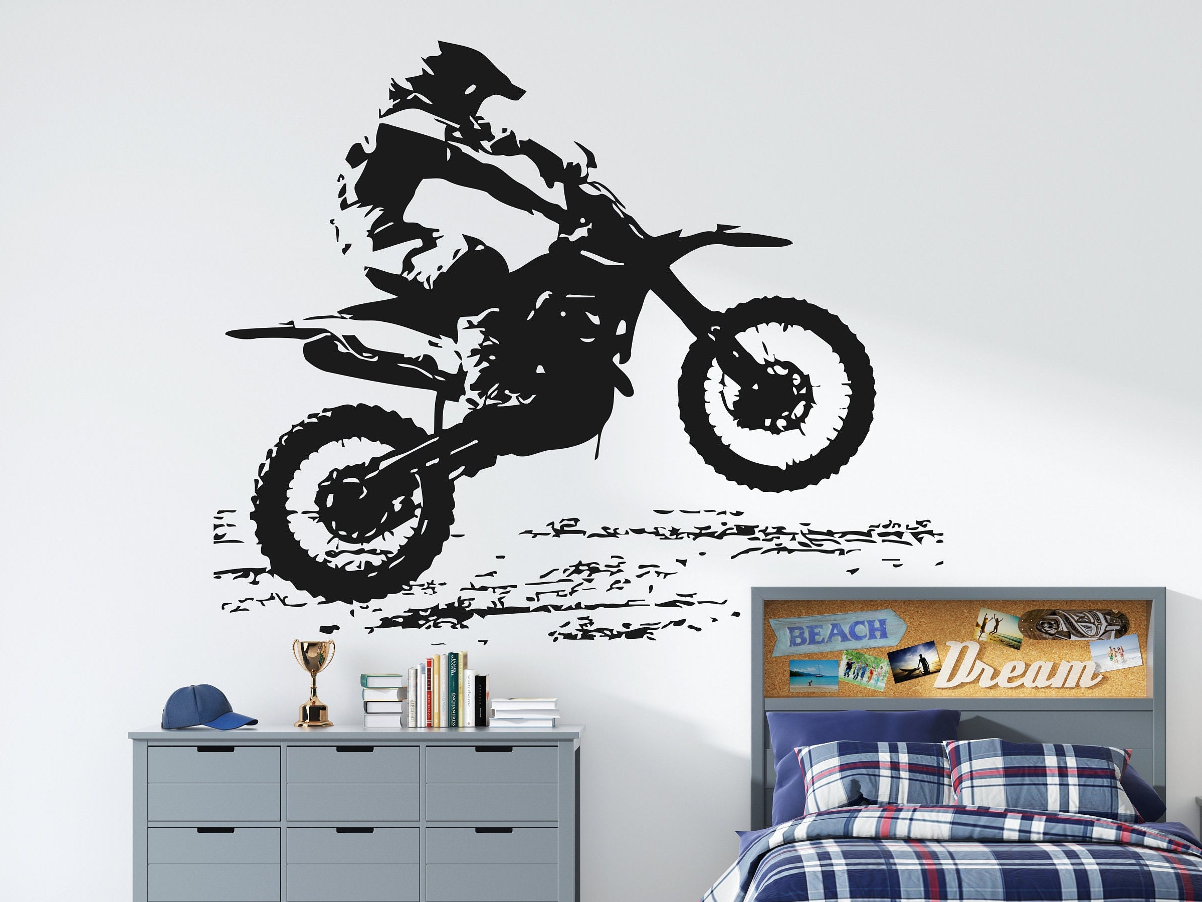 Motocross Wall Decal Motorcycle Wall Sticker Dirt Bike Wall - Etsy