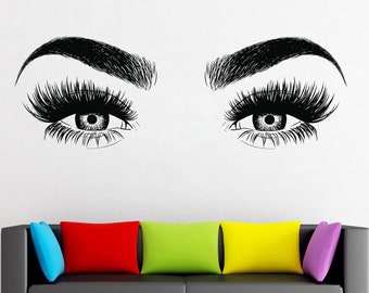 Wall Decal Window Sticker Beauty Salon Woman Face Eyelashes | Etsy