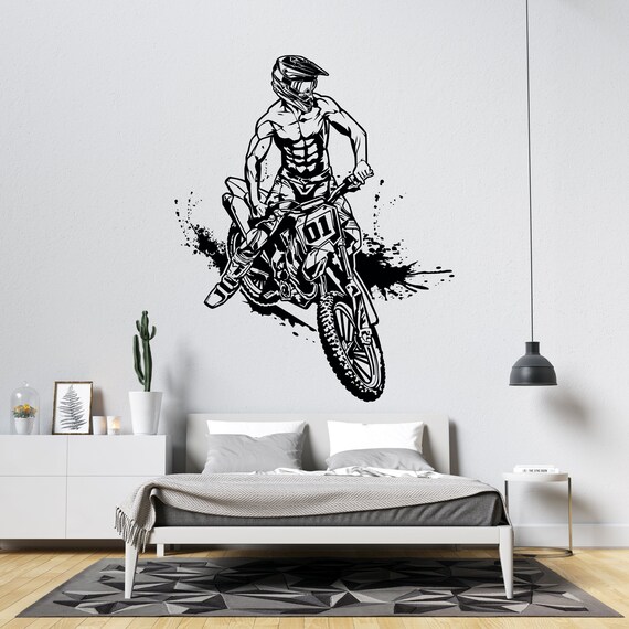 Motocross Wall Decal Motorcycle Wall Sticker Dirt Bike Wall | Etsy