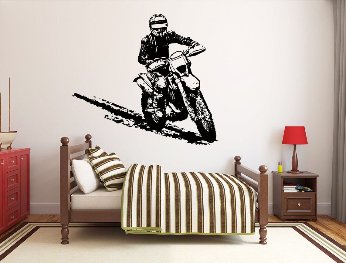 Motocross Wall Decal Motorcycle Wall Sticker Dirt Bike Wall | Etsy