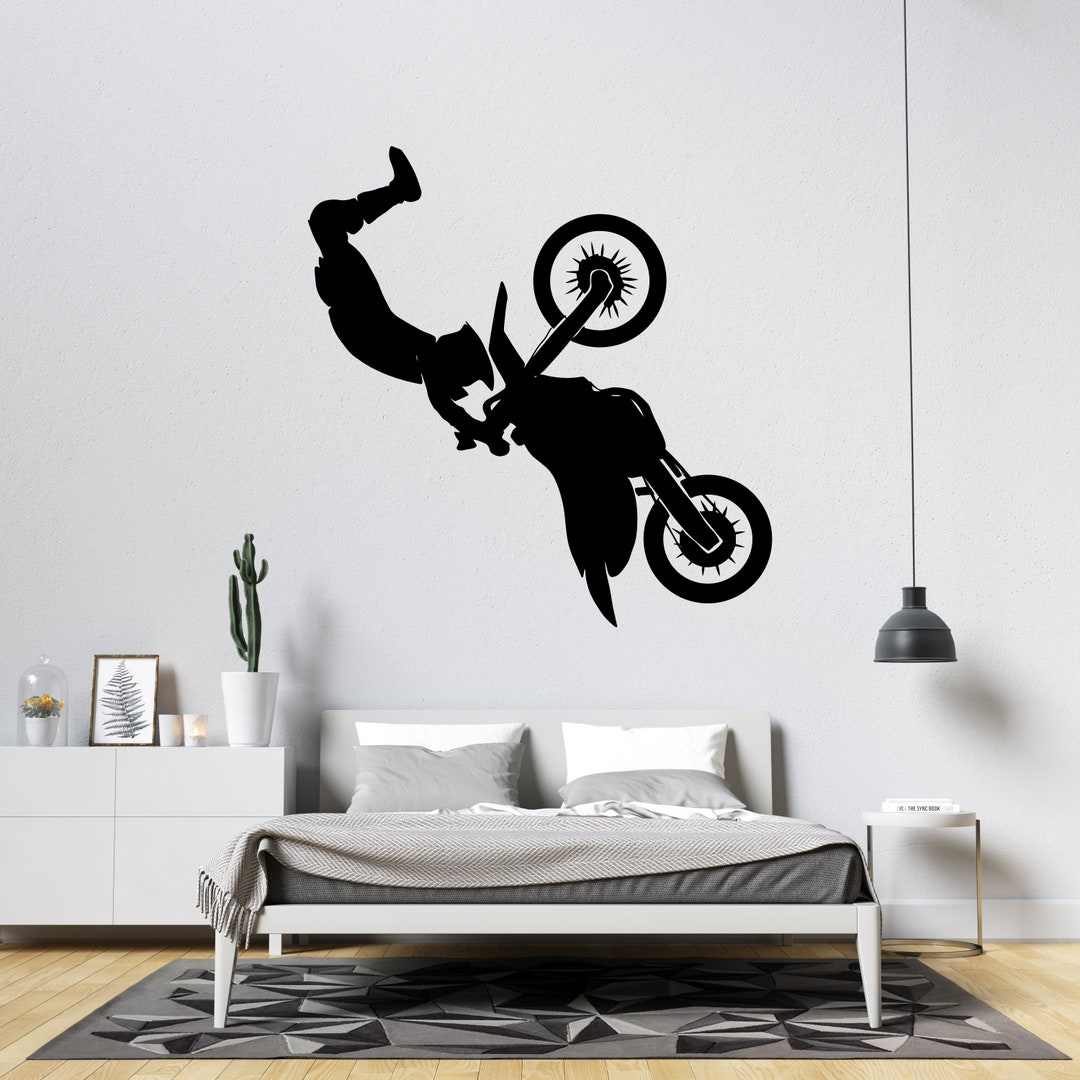 Motocross Wall Decal Motorcycle Wall Sticker Dirt Bike Wall Decor BK07 ...