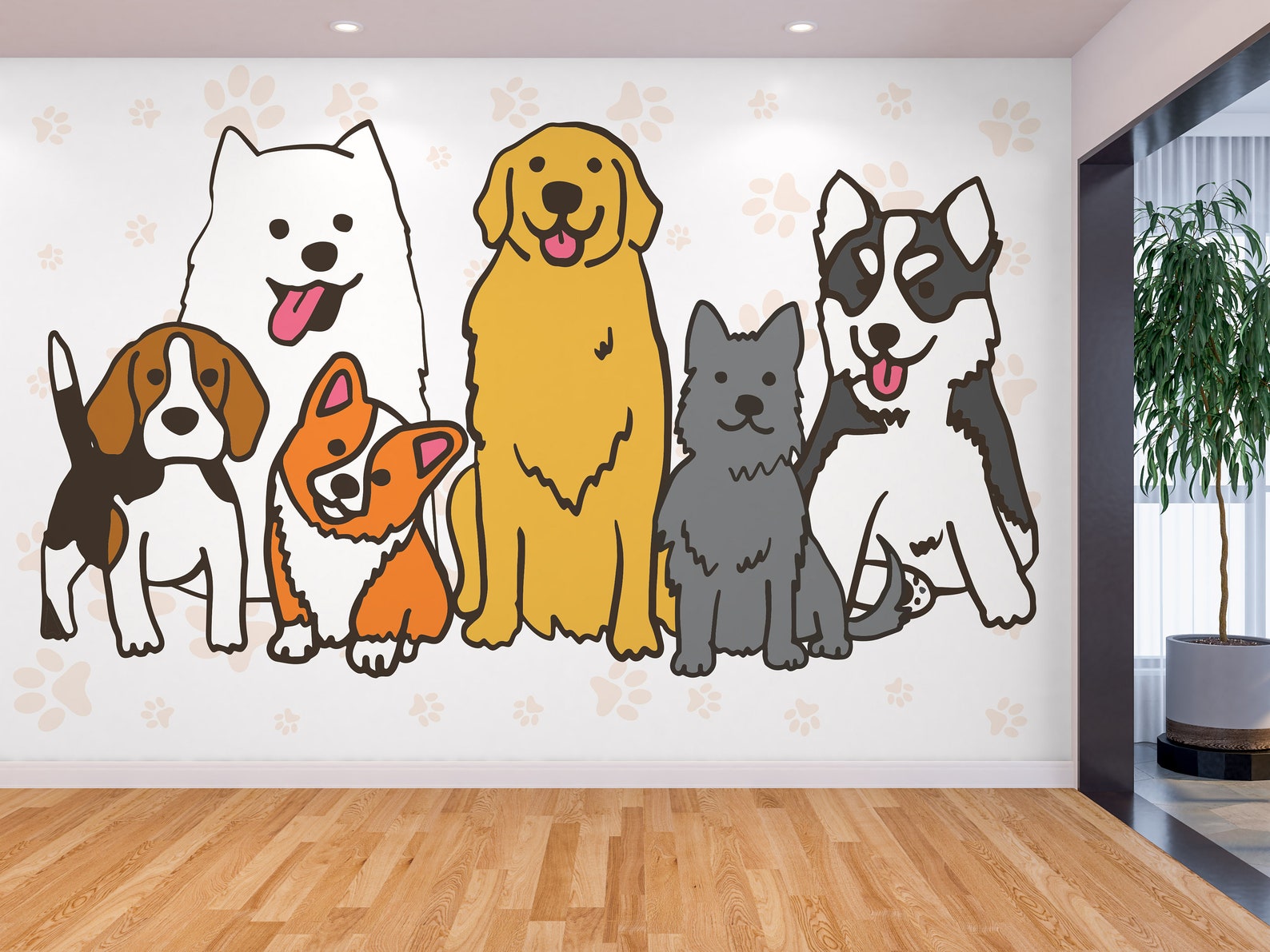 Happy Paws Grooming Mural | Dog Pet Shop Peel & Stick Removable ...