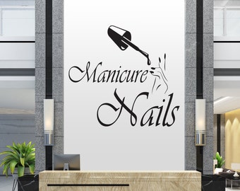 Nail Salon Wall Decal Manicure Pedicure Window Sticker Nail Bar Nail ...