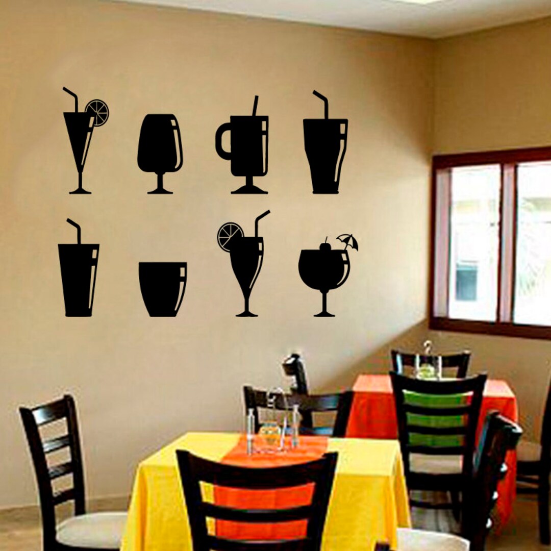 Drinks Decor, Alcohol, Glasses, Bottle,food, Wall Decal Window Sticker ...