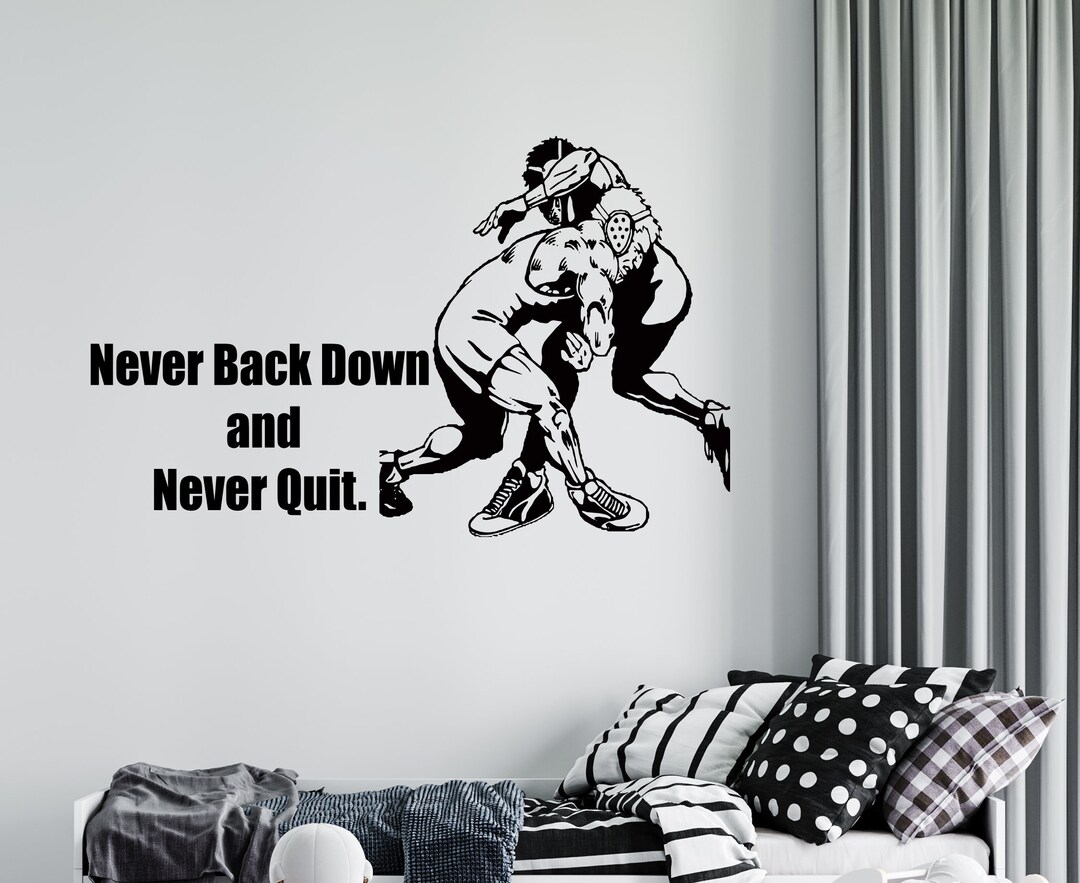 Wrestling Wall Decal Motivational Quote Wall Sticker Wrestler Wall Art ...