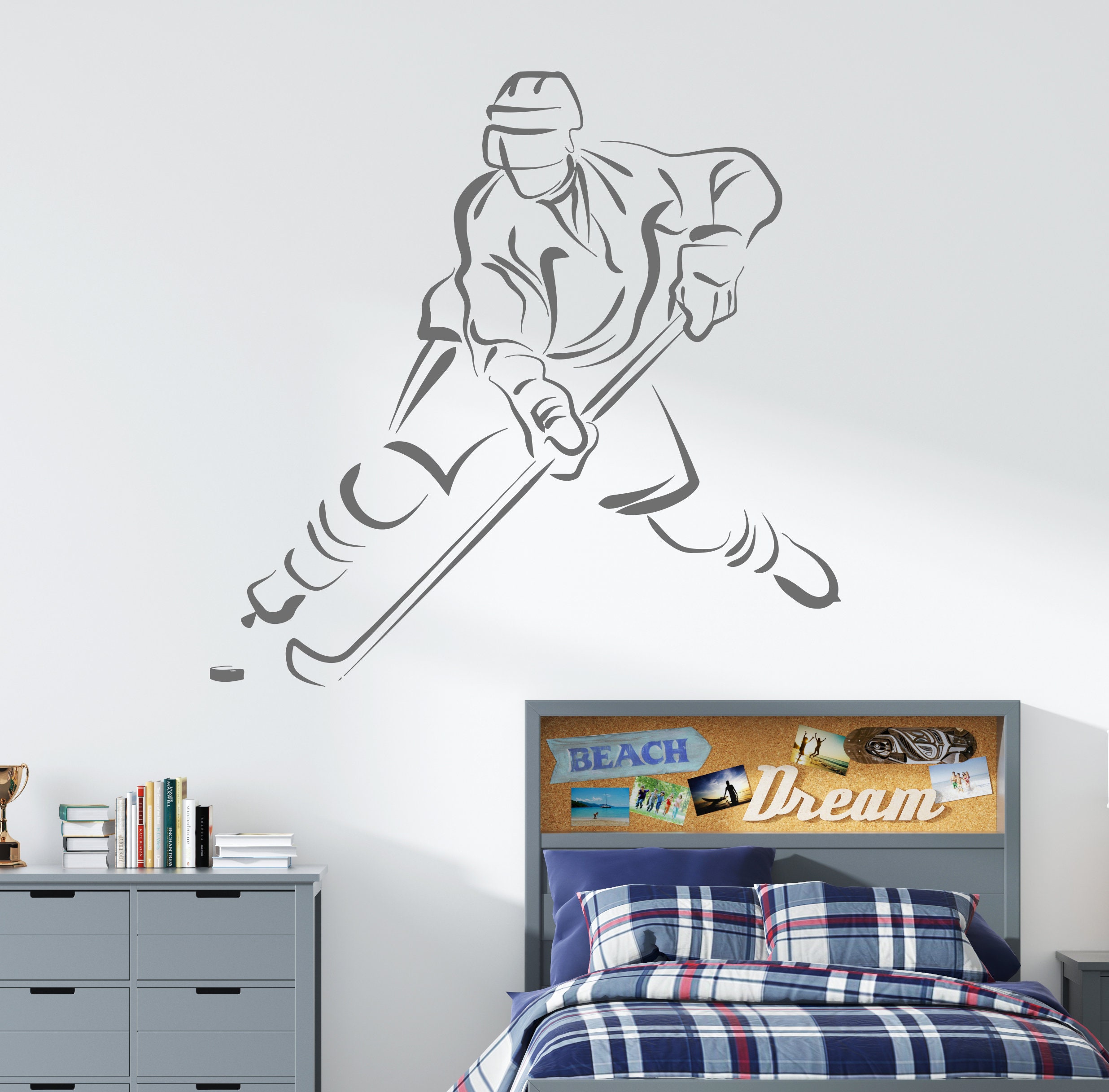 Ice Hockey Wall Decal Hockey Player Wall Decal Hockey | Etsy