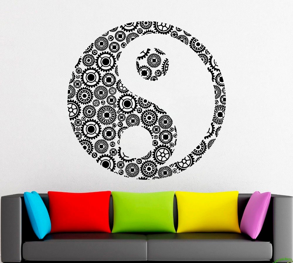 Yin Yang wall decal Taoism Vinyl Decal Sticker Floral | Etsy