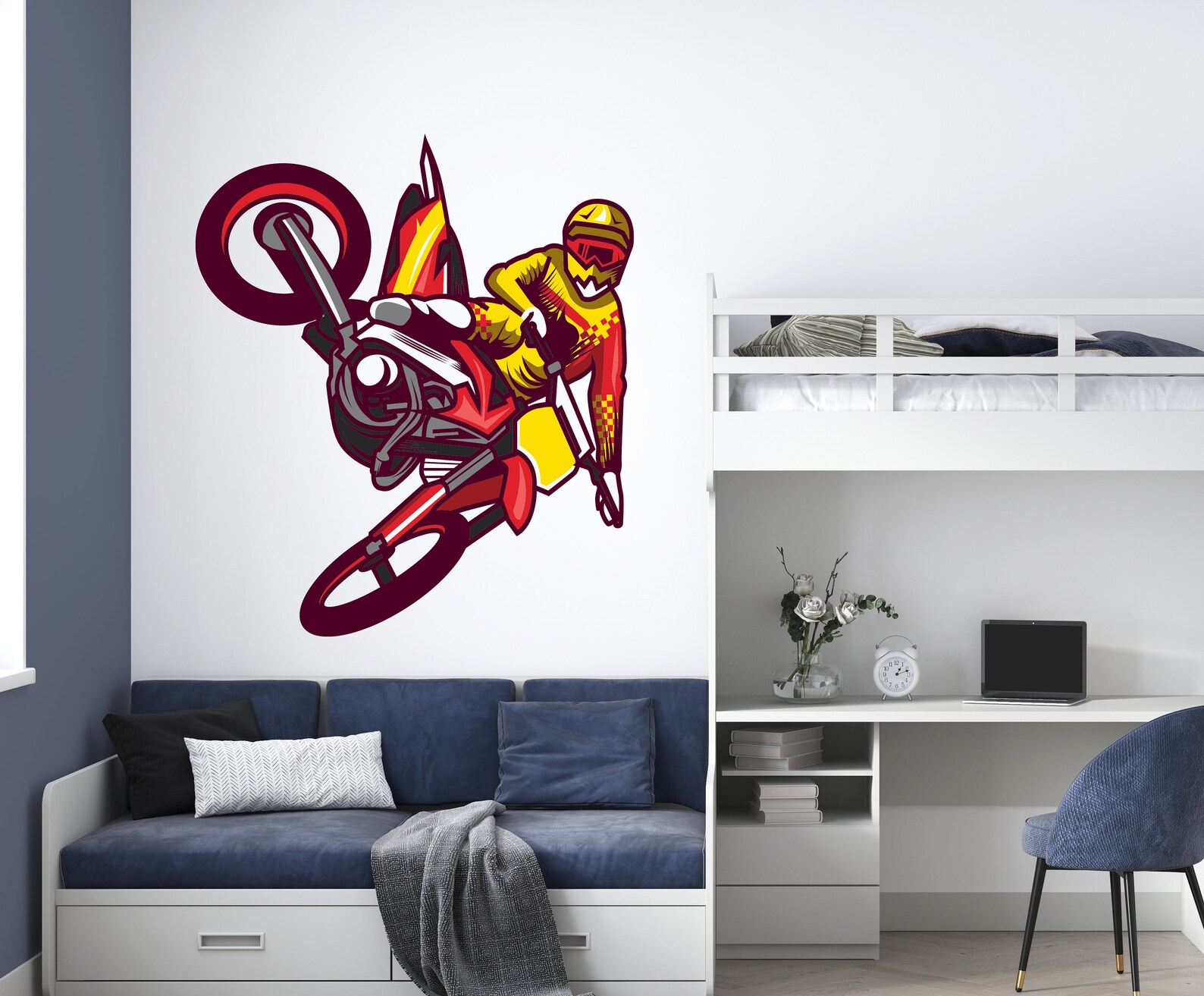 Motocross Wall Decal Motorcycle Wall Sticker Chopper Bike Wall - Etsy