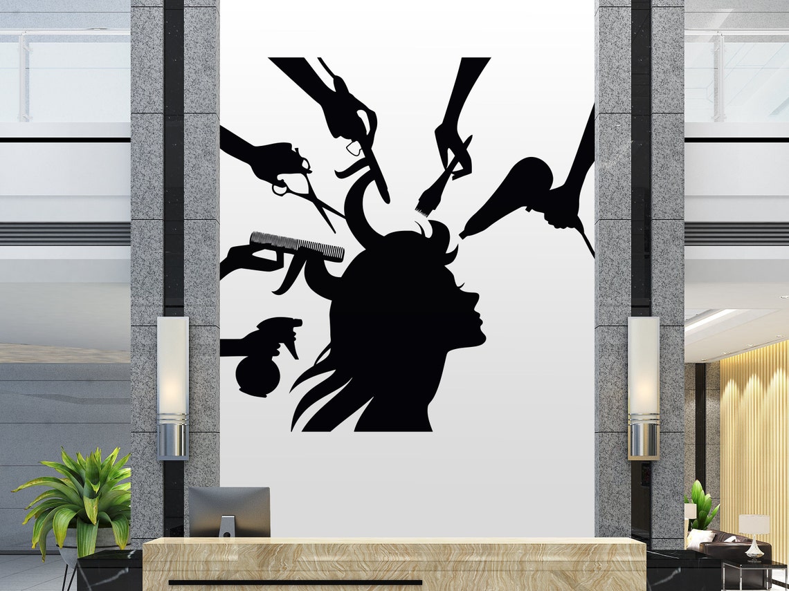 Hair Salon Wall Window Decal Sticker Hair Stylist Hair Tools - Etsy