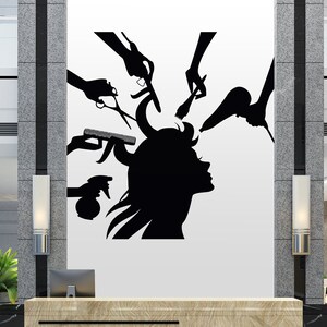 Hair Salon Wall Window Decal Sticker Hair Stylist Hair Tools Scissors ...