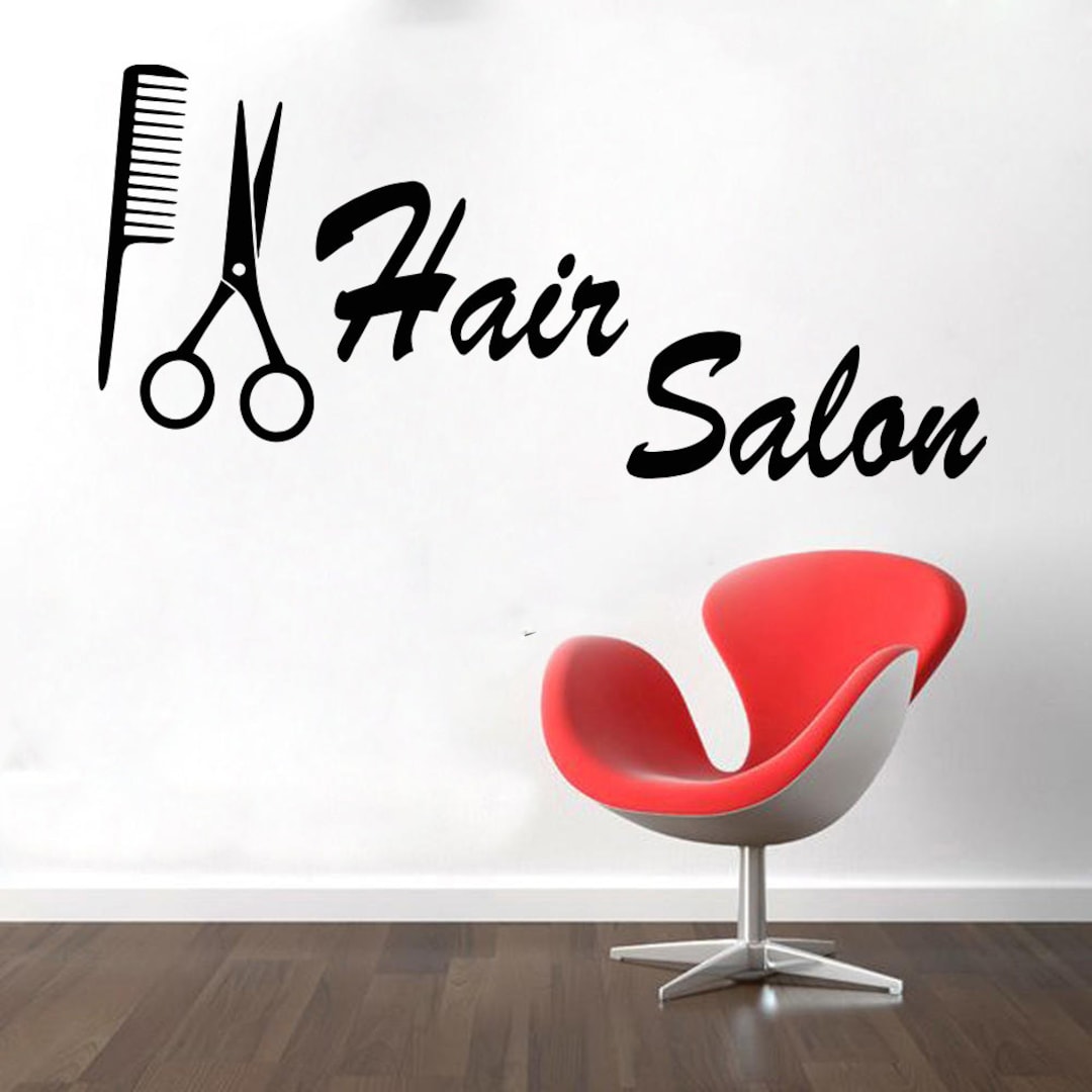 Hair Salon Wall Decal: Stylist Scissors & Comb, Beauty Salon Decor T144 ...