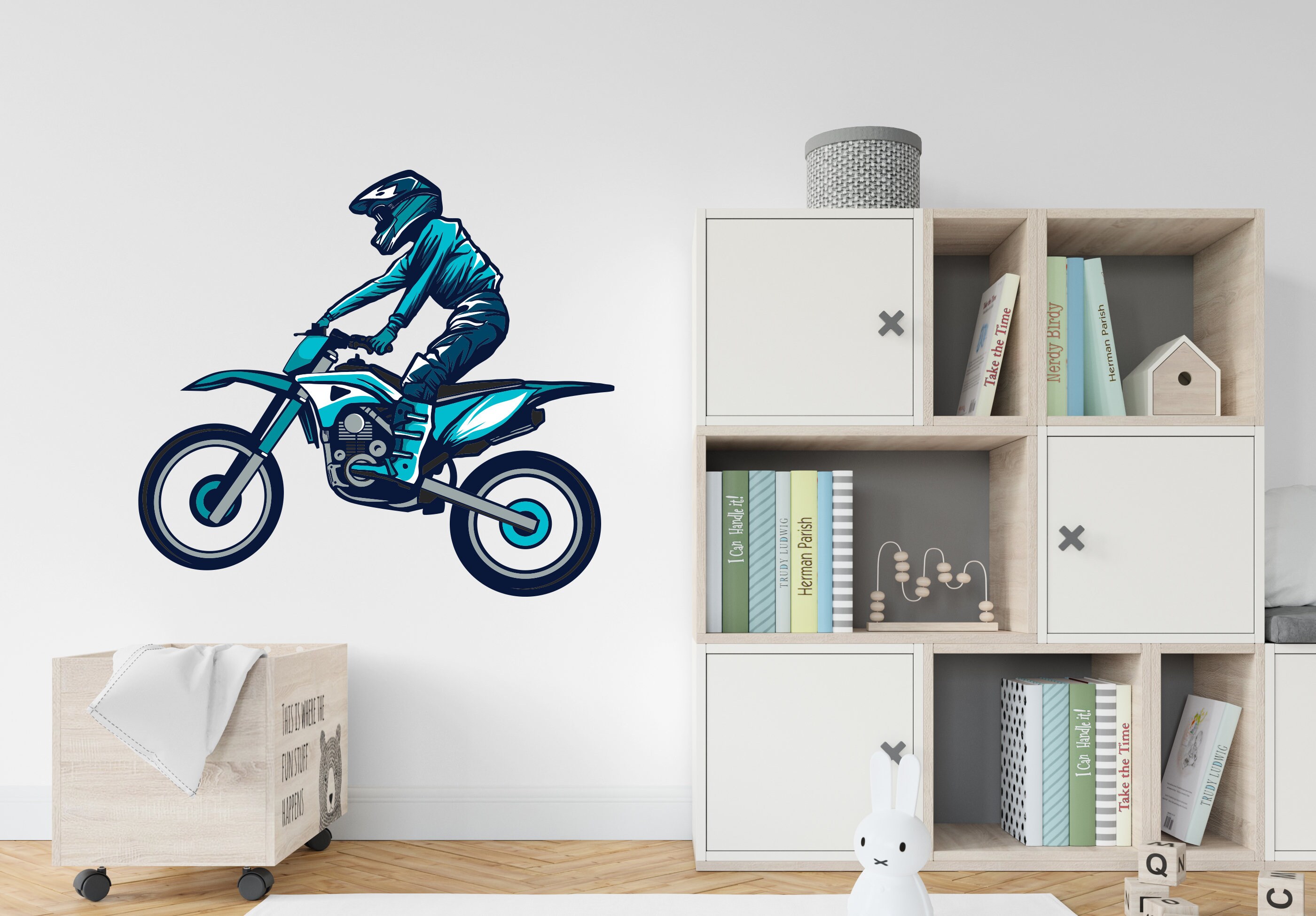 Motocross Wall Decal Motorcycle Wall Sticker Chopper Bike Wall - Etsy