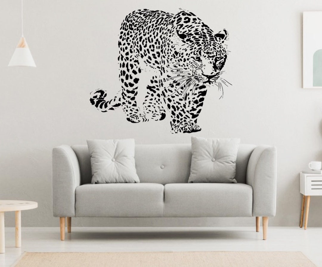Leopard Wall Decal | Leopard Wall Sticker | Leopard Wall Decor JG22 - Etsy