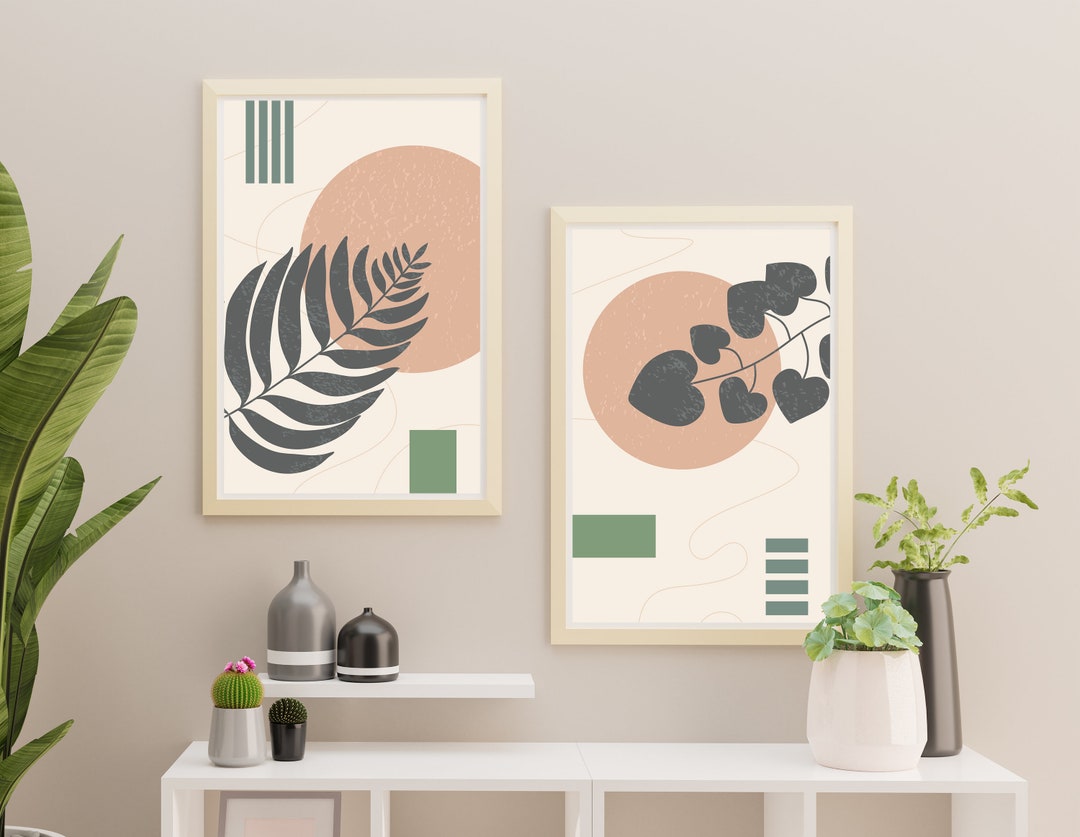 Bohemian Abstract Art Print Wall Poster Set of 2 Boho Poster Print Wall ...