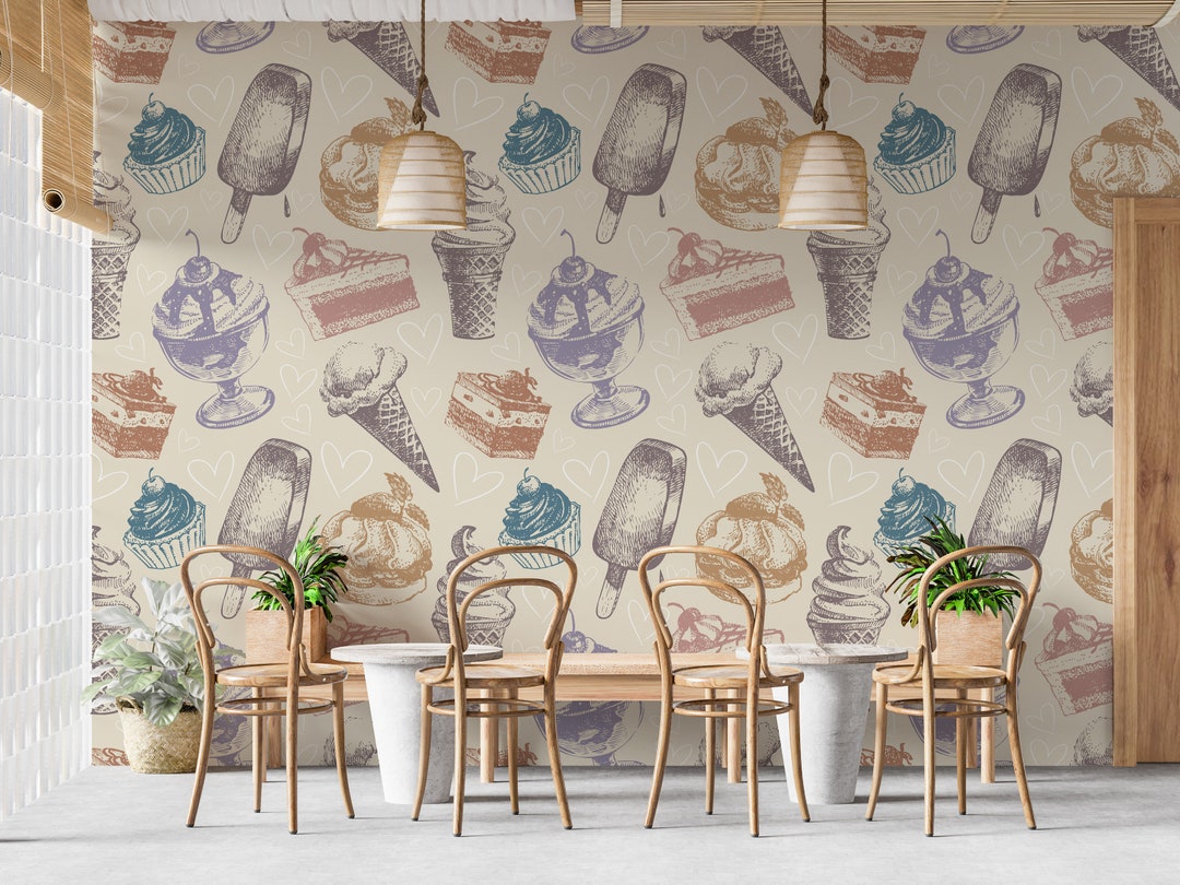 Sweets Wall Graphics Desserts Wallpaper Peel and Stick Wallpaper Cafe ...