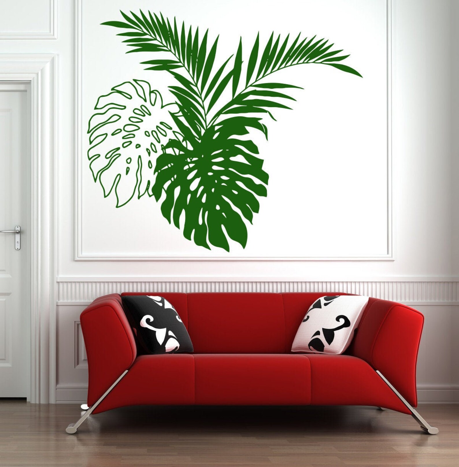 Tropical Leaf Wall Decal Tropical Leaves Wall Sticker | Etsy