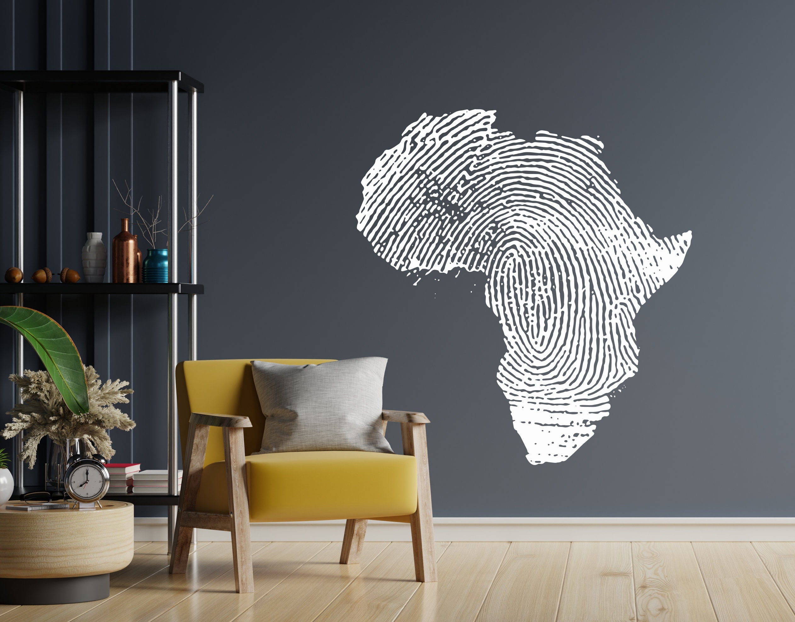 Africa Map Fingerprint Wall Decal Africa Continent Wall - Etsy