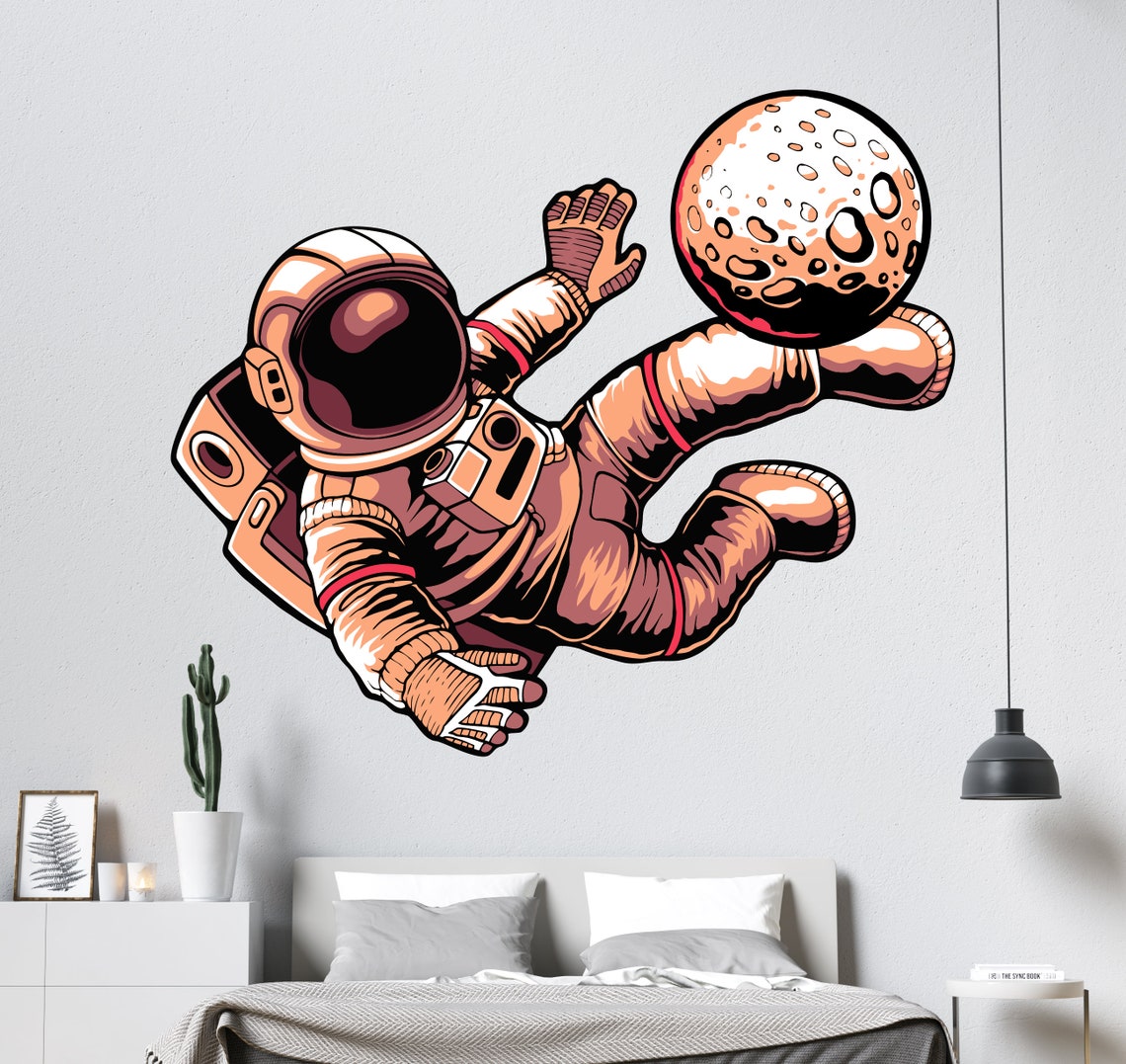 Astronaut Wall Decal Outer Space Wall Decor for Kids Bedroom | Etsy