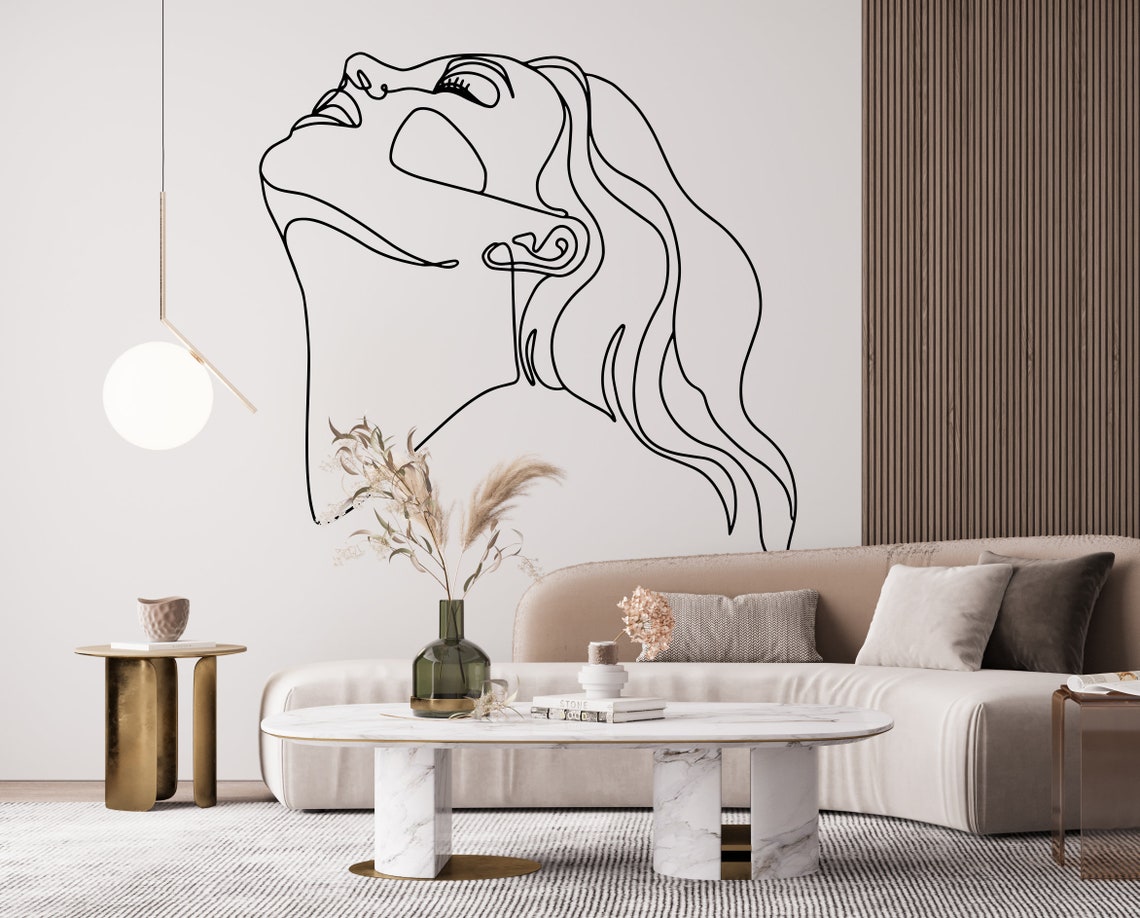 One Line Art Woman Face Decal Beauty Salon Wall Decor Spa - Etsy