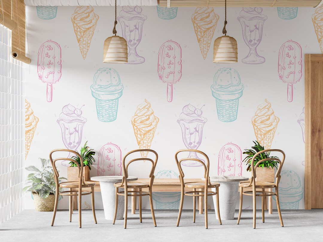 Ice Cream Wall Graphics Peel and Stick Wallpaper Ice Cream Cafe ...