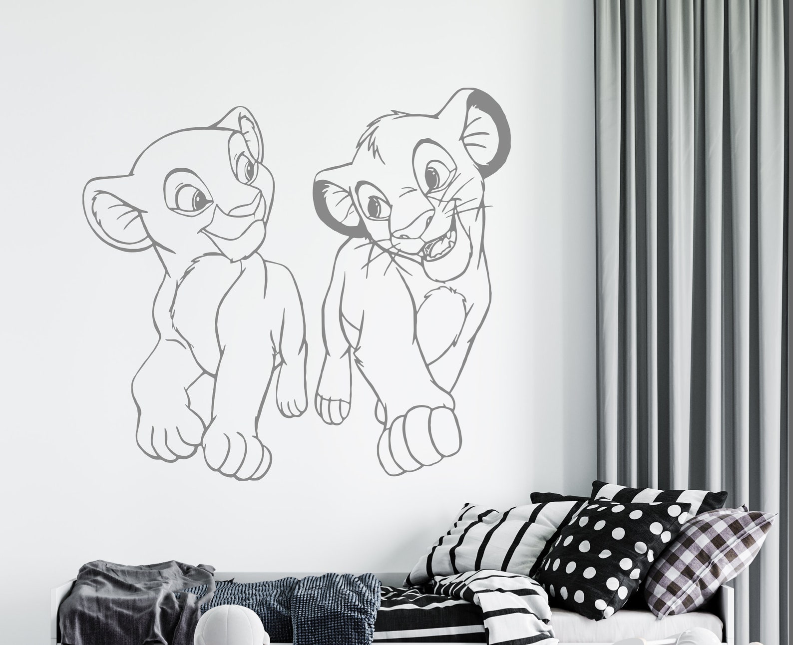 Simba and Nala Decal Lion King Wall Decal Cartoon Wall Sticker - Etsy