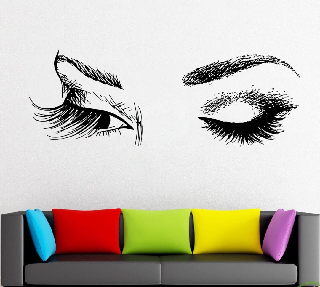 Eyelash Decals Eyelashes Wall Decal Window Sticker Beauty Salon Woman ...