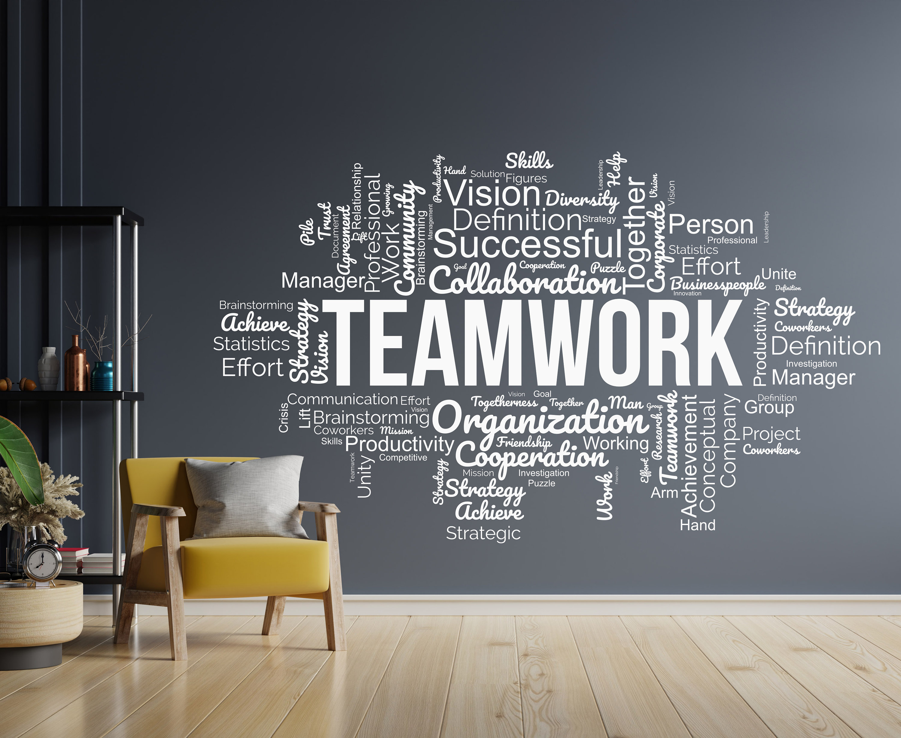 Teamwork Words Office Wall Decal Teamwork Quote Wall Sticker - Etsy UK