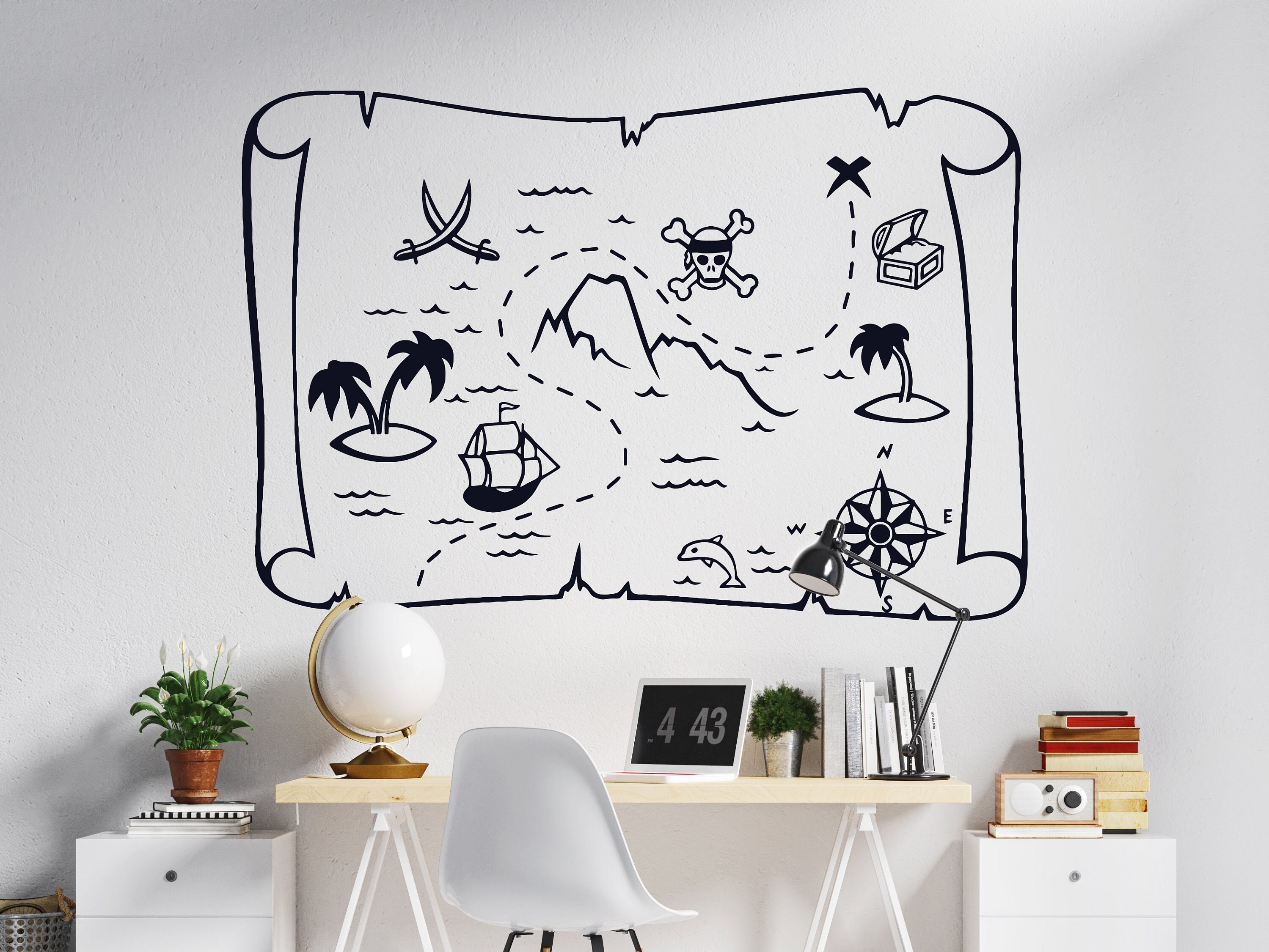Treasure Map Wall Decal Treasure Map for Kids Pirate Map - Etsy