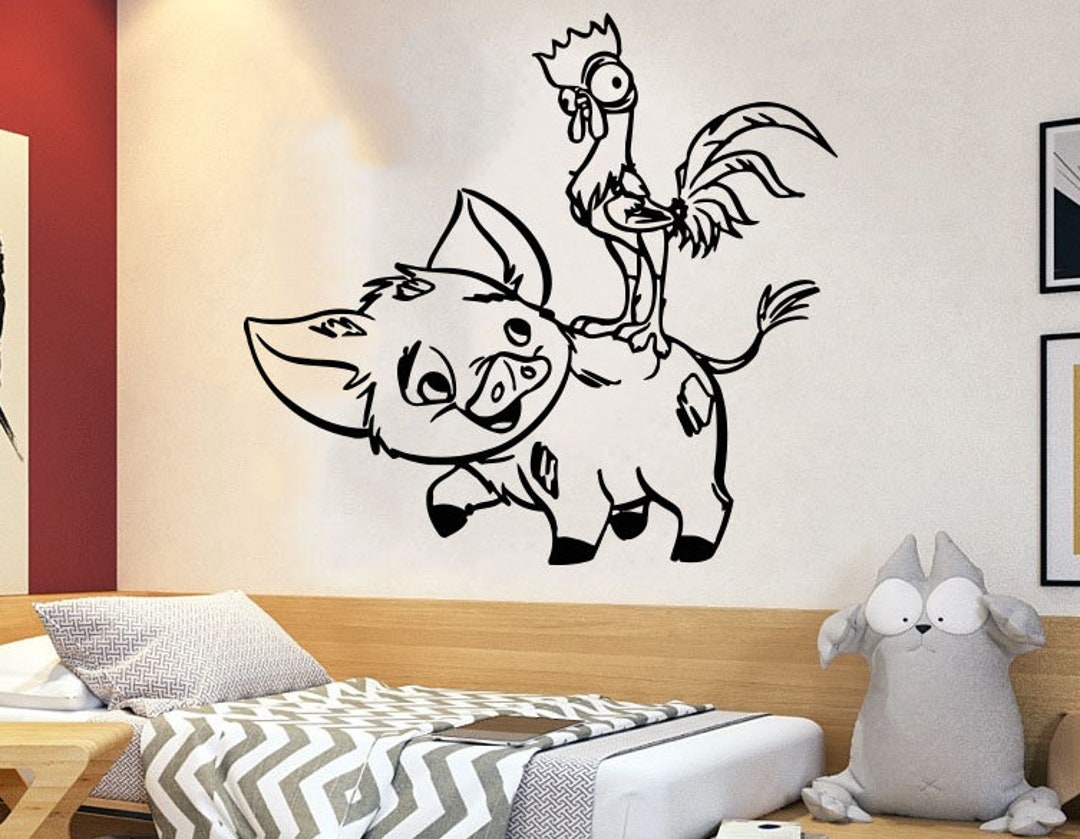 Moana Pua & Hei Hei Vinyl Wall Decal, Kids Room Decor Z137 - Etsy