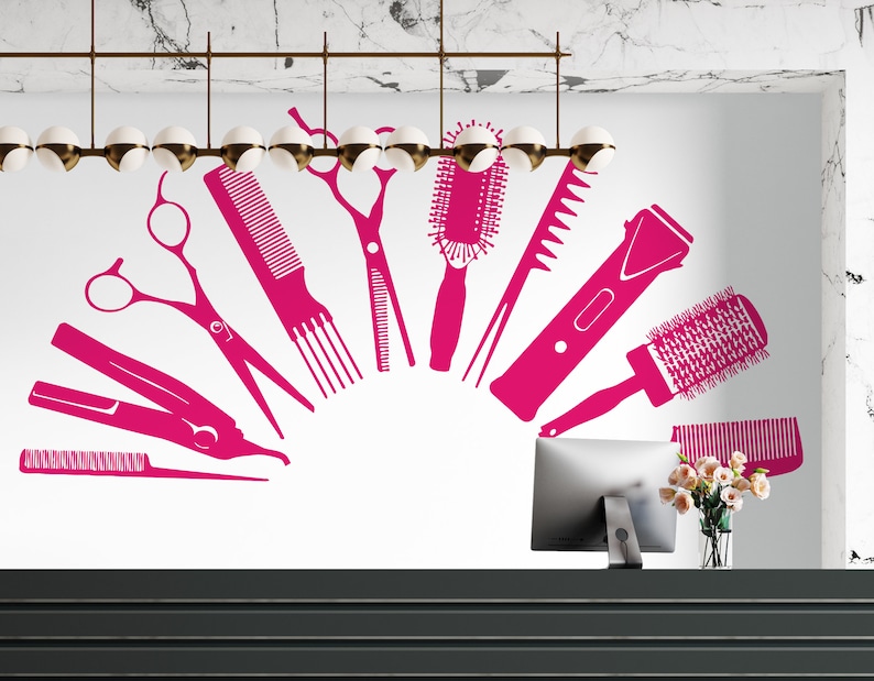 Hair Salon Wall Window Decal Sticker Hair Stylist Hair Tools - Etsy