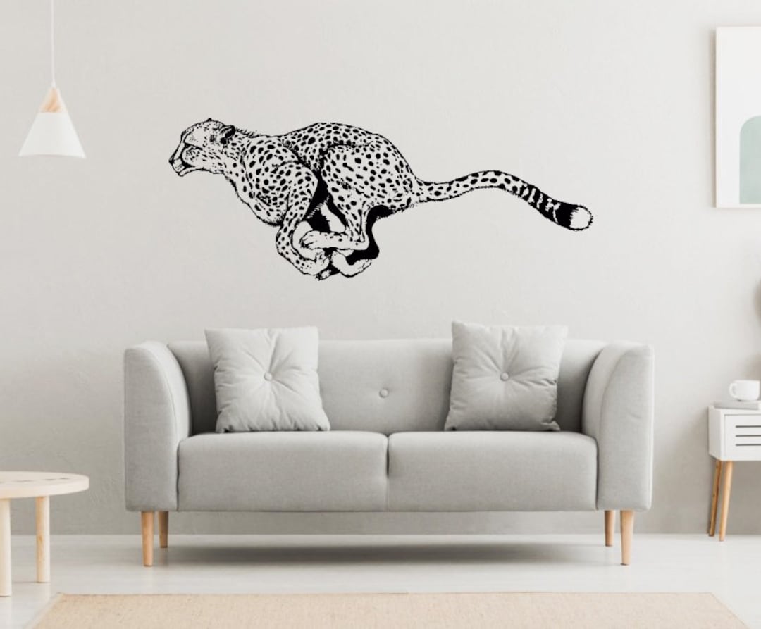 Cheetah Wall Decal | Cheetah Wall Sticker | Cheetah Wall Decor JG27 - Etsy