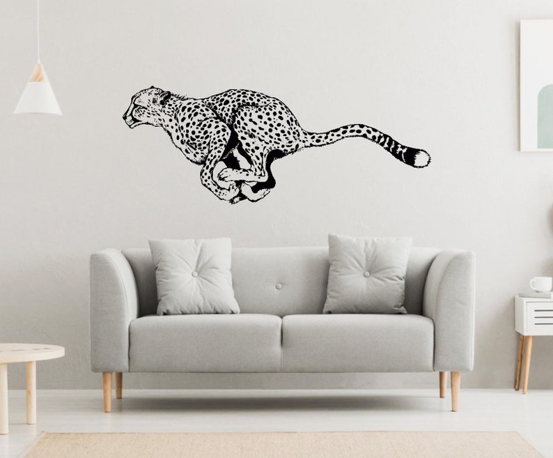 Cheetah Wall Decal Cheetah Wall Sticker Cheetah Wall Decor | Etsy