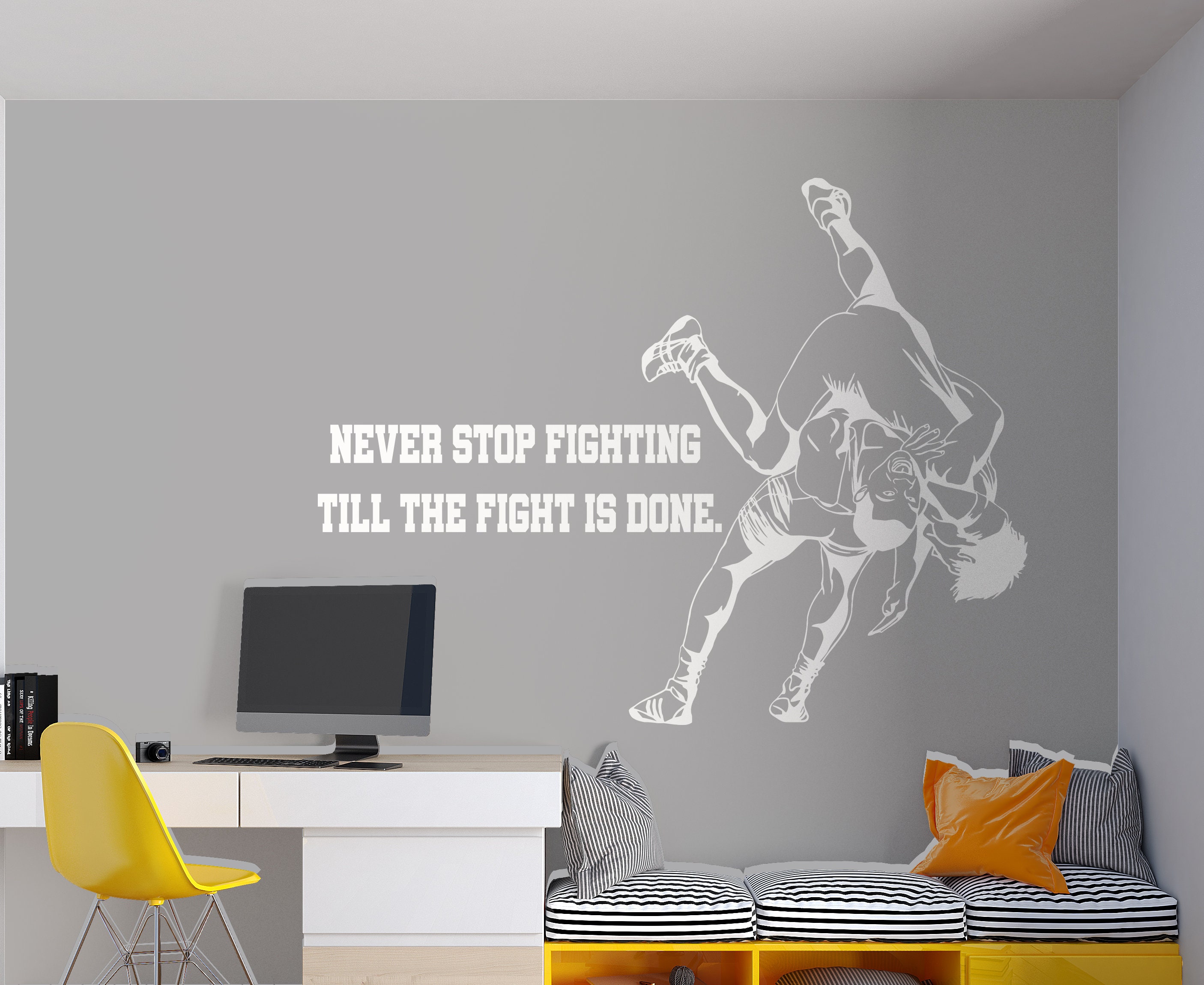 Wrestling Wall Decal Motivational Quote Wall Sticker Wrestler - Etsy