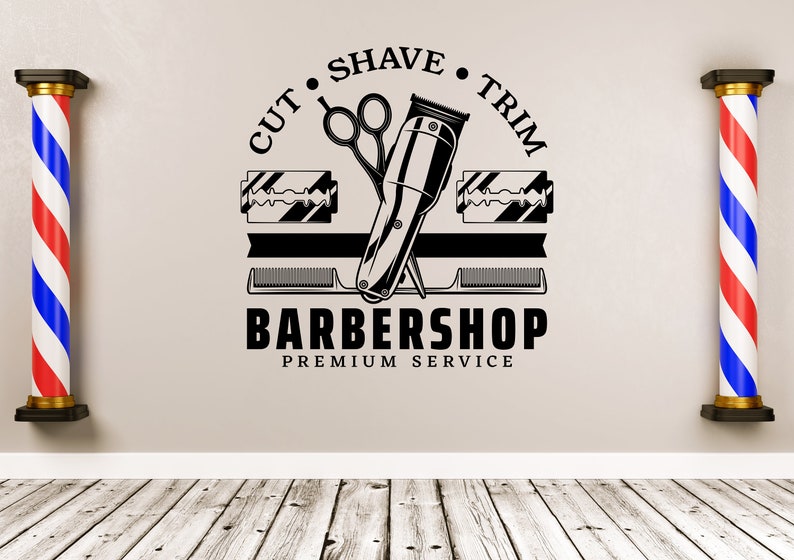 Barber Shop Wall Decal Barber Shop Wall Sticker Barber - Etsy