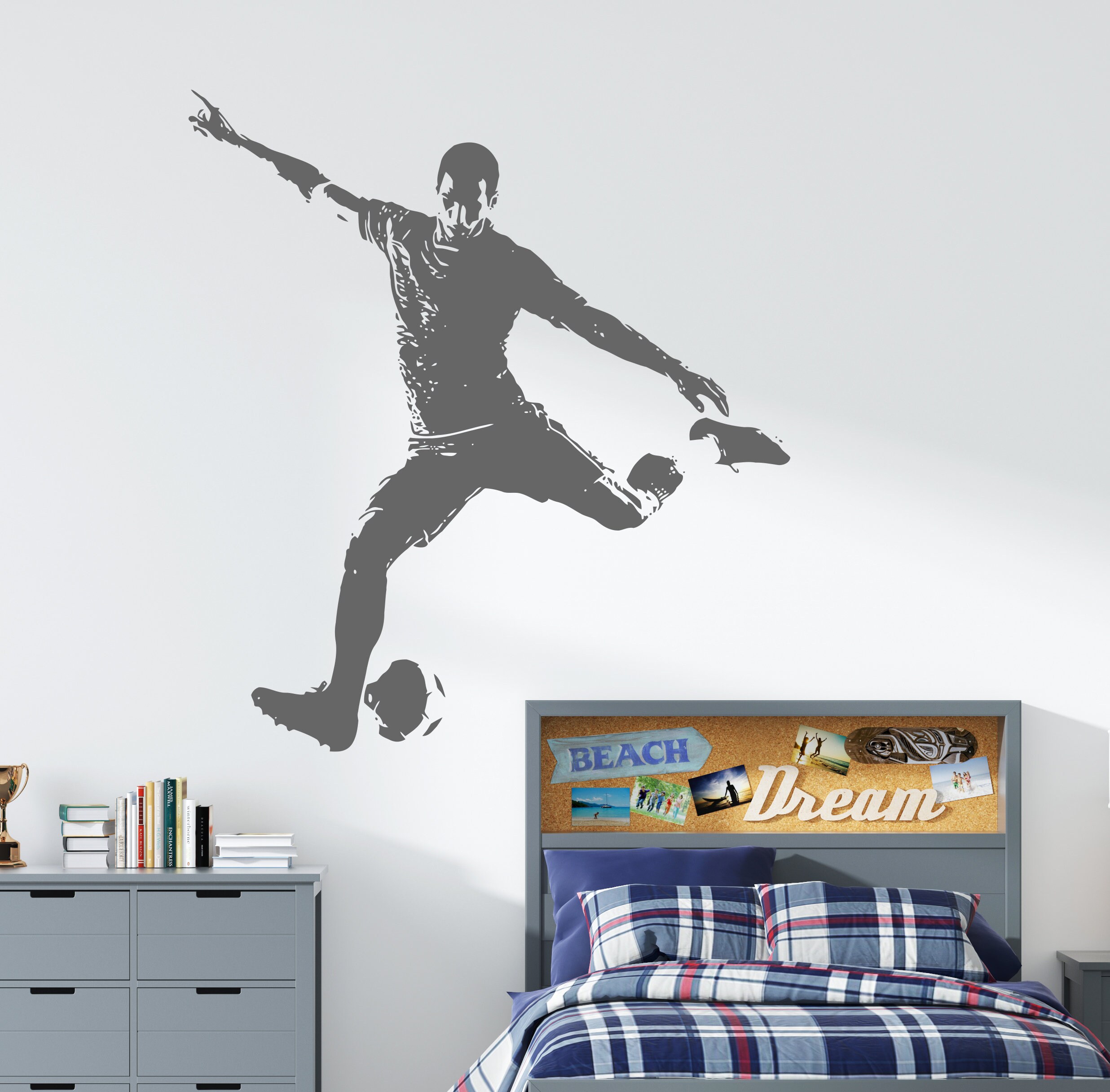 Soccer Wall Decal Soccer Player Wall Sticker Soccer Wall | Etsy