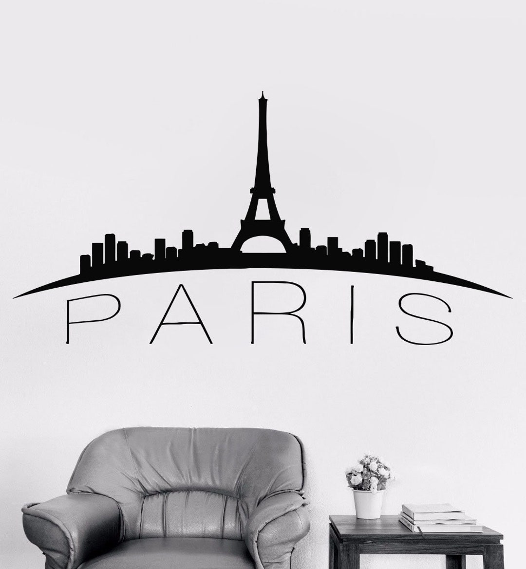 Paris Wall Decal | Paris Skyline Wall Sticker | Eiffel Tower Wall Art ...