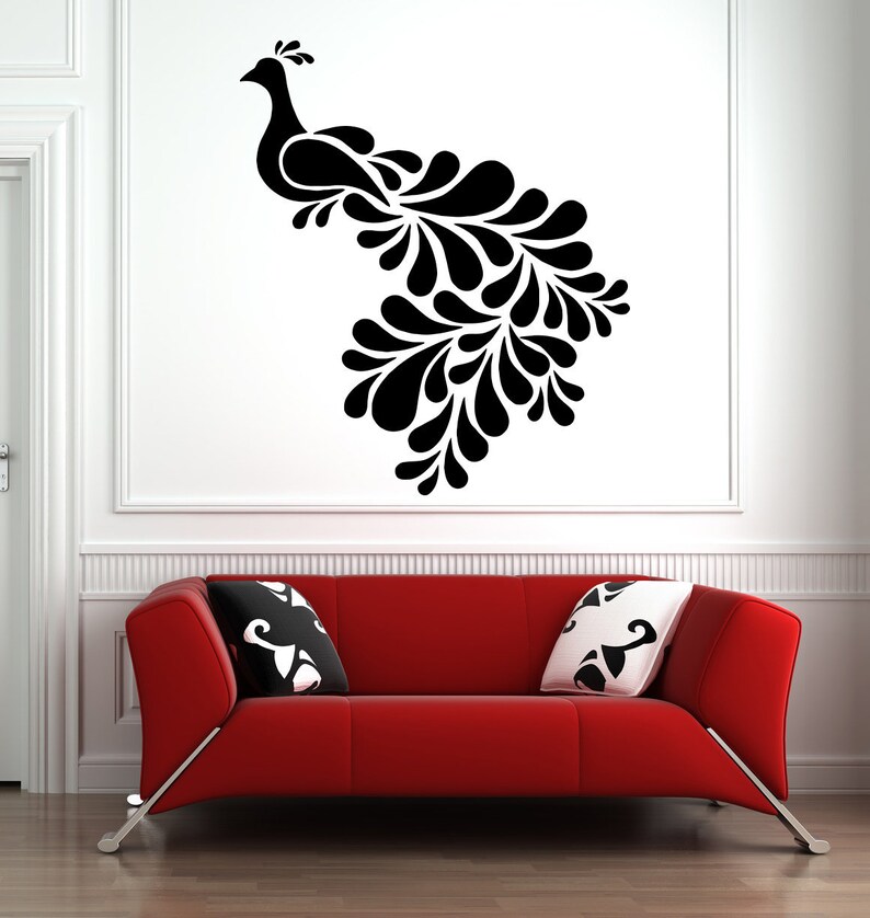 Peacock Wall Decal peacock Tail Wall Decal Peacock Feather | Etsy