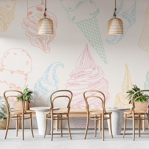 Ice Cream Wall Graphics Peel and Stick Wallpaper Ice Cream Cafe ...