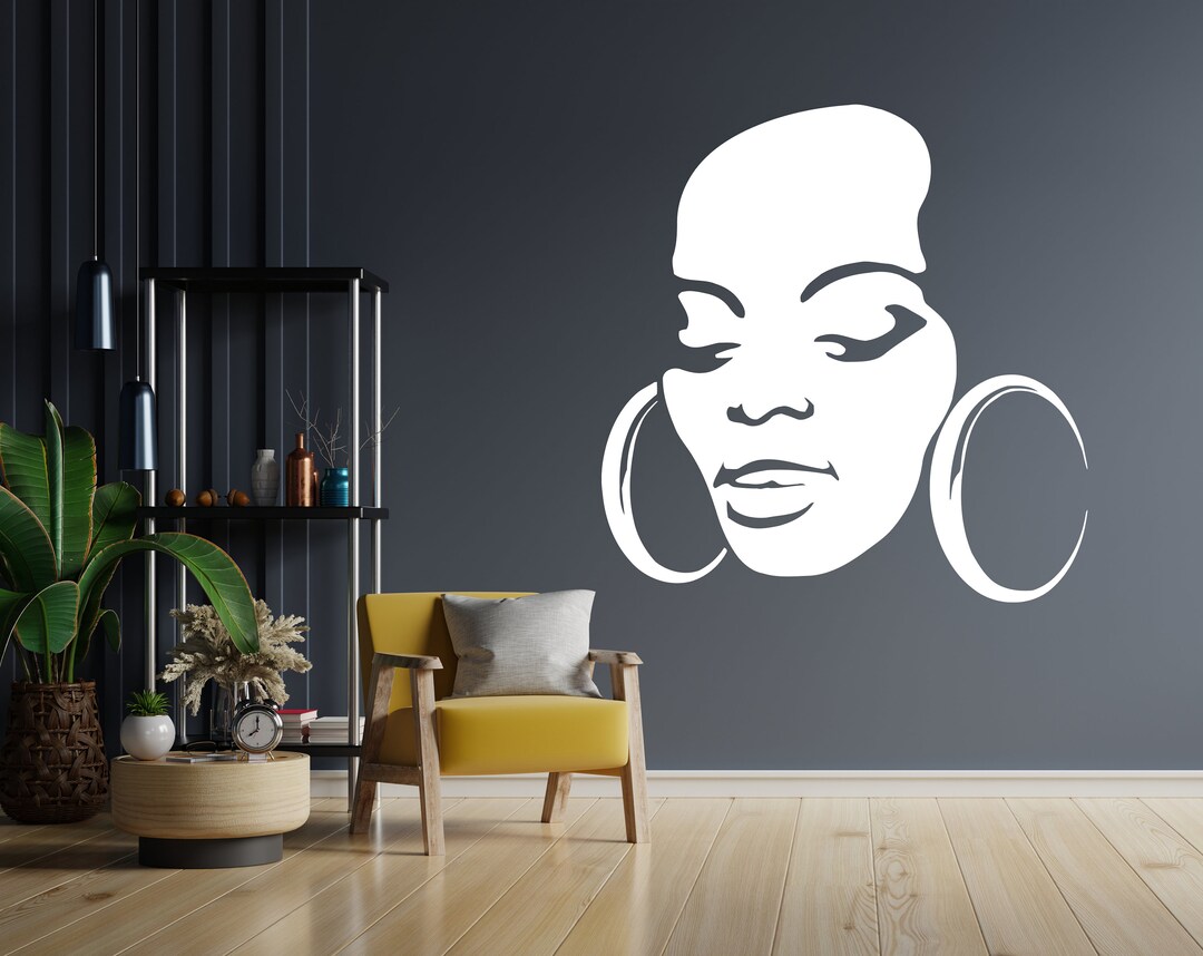 African Woman Face Wall Decal Window Sticker Beauty Salon Woman Face ...