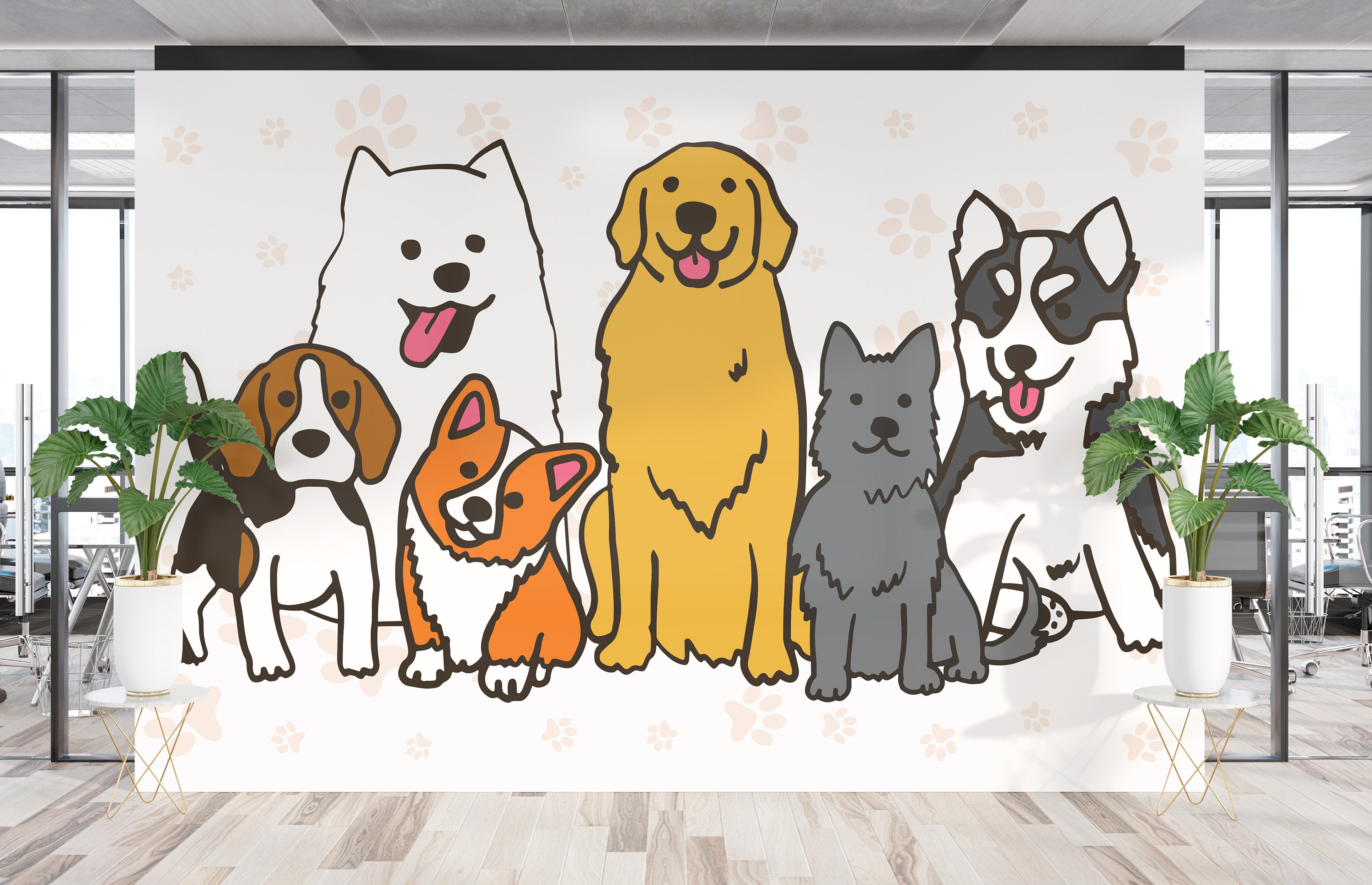 Happy Paws Grooming Mural | Dog Pet Shop Peel & Stick Removable ...