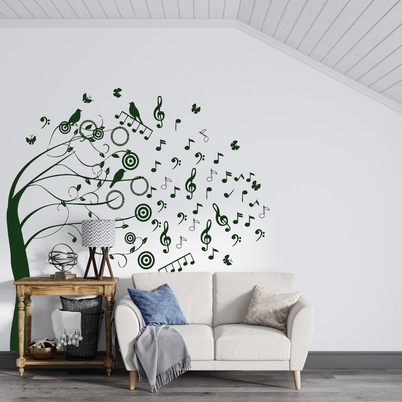 Music Notes Tree Wall Decal Music Wall Decor Music Instrument - Etsy