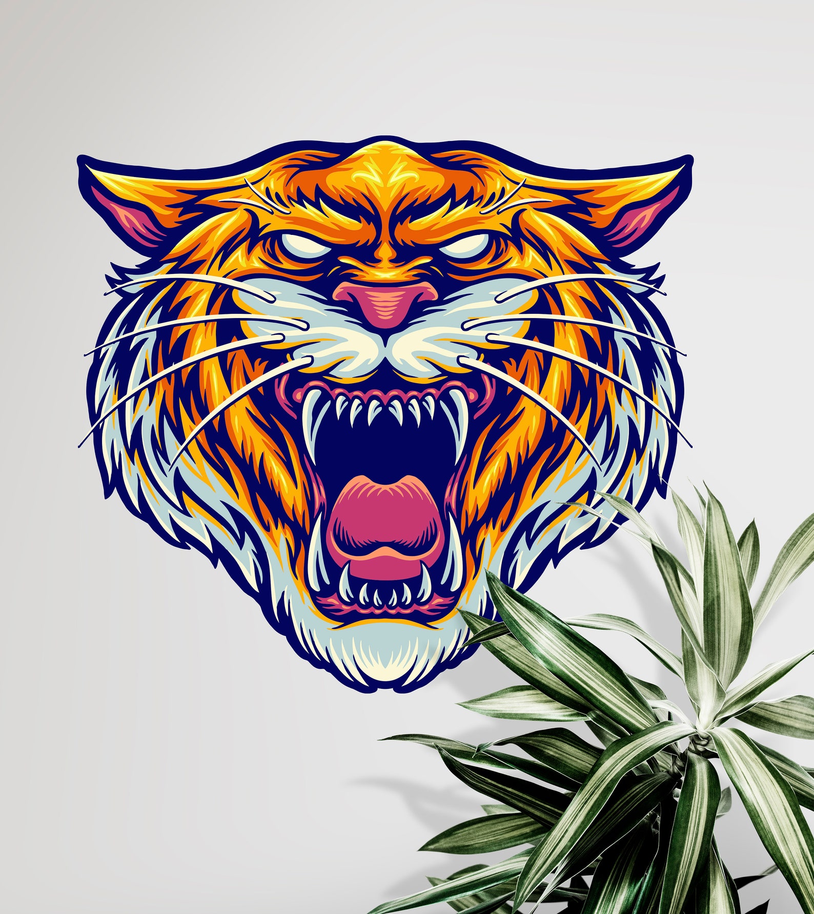 Tiger Wall Decal Tiger Head Wall Sticker Tiger Wall Decor - Etsy