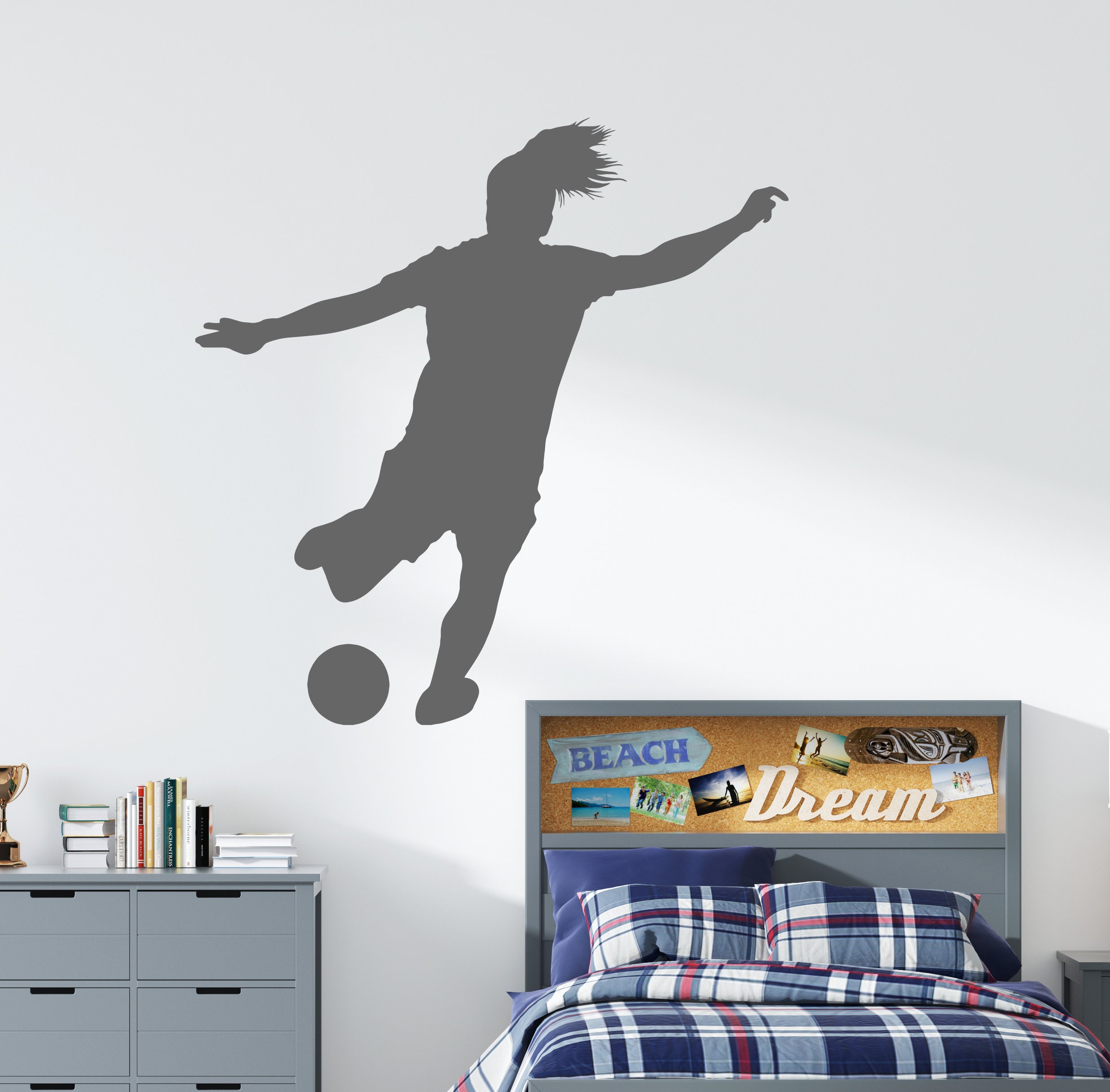 Girl Soccer Wall Decal Soccer Player Wall Sticker Soccer - Etsy