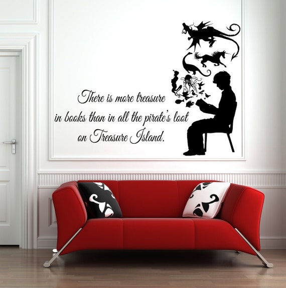 Books Wall Decal Reading Wall Decal Library Wall Decal - Etsy